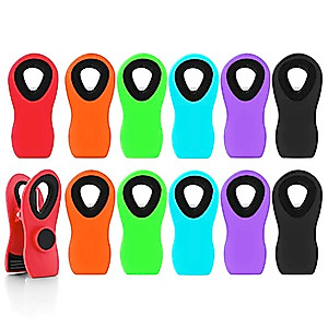 12 Pack Magnetic Chip Clips, Bag Clips Food Bag Clips for Food Packages, Kitchen Clips with Magnet for Fridge, Plastic Assorted Colors Bag Clips for Food Storage, Snack Bag and Chips Bag