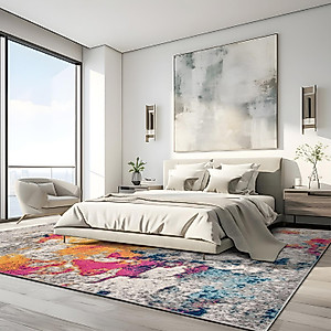 Rugshop Distressed Abstract Watercolor Area Rug 9' x 12' Multi