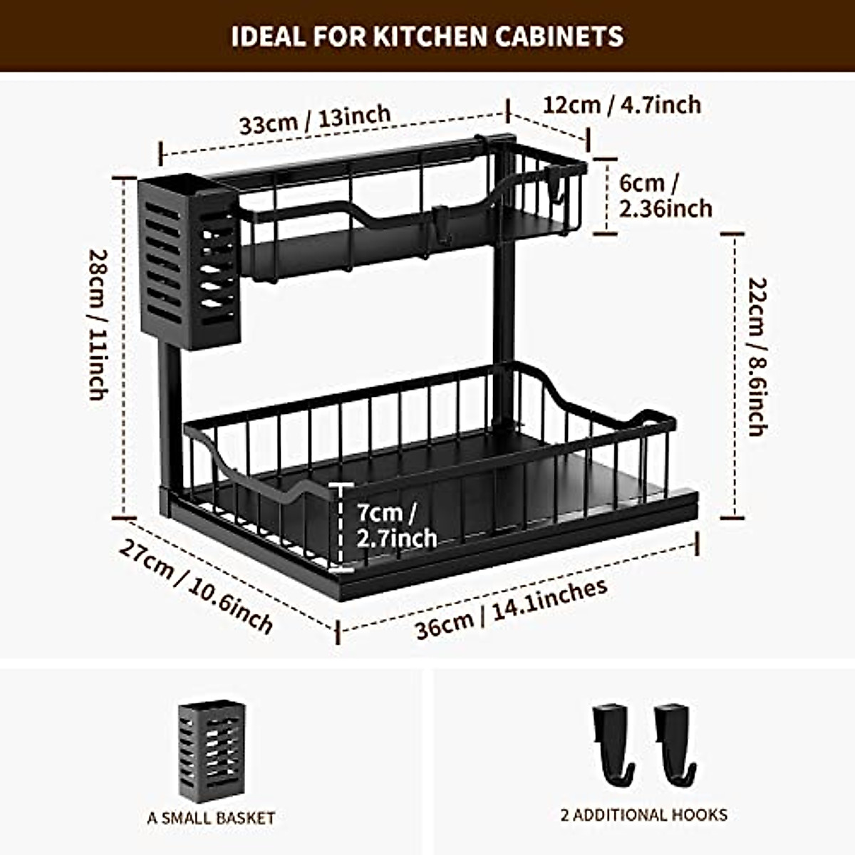 YIWANFW Under Sink Organizer and Storage, Corner Shelf Bathroom Counter Organizer, 2 Pack