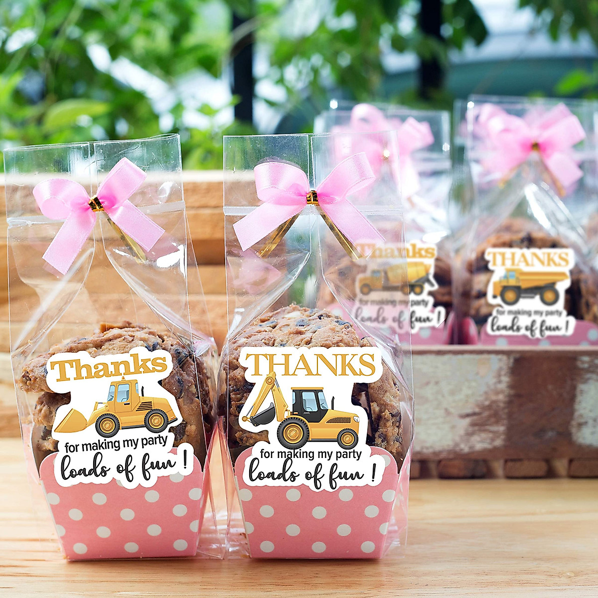 Construction Thank You Stickers,Construction Trucks Shower Thank You Stickers Labels,Construction Party Stickers for Construction Theme Shower Birthday Party Favor Label Decorations