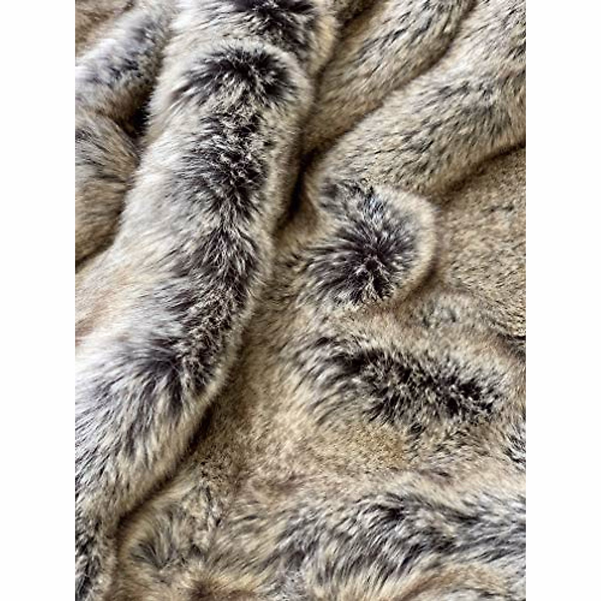 Eikei Luxury Faux Fur Throw Blanket Super Soft Oversized Thick Warm Afghan Reversible to Plush Velvet in Tan Grey Wolf, Cream Mink or Blush Chinchilla, Machine Washable (Timberwolf, X-Long)