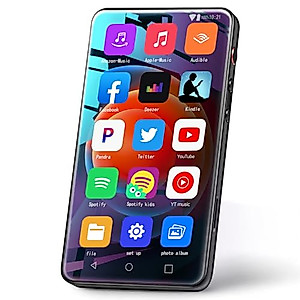 MYMAHDI MP3 Player with Bluetooth and WiFi up to 1TB, 4" Music Player Touch Screen with Spotify, Pandora, YouTube, Android Streaming MP3 Player with Audible, MP4 Player with Speaker and Deezer,Black