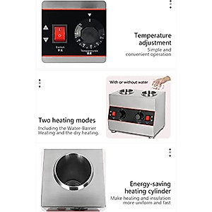 ANSNAL Commercial Electric Sauce Warmer Heater(4 grids), Countertop Food Sauce Dispenser, Warmer Cheese Dispenser for Heater Hot Fudge Cheese Caramel Jam Sauce, 30-85℃ Adjustable