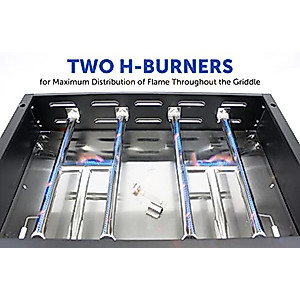 Flame King YSNFM-HT-120DB Double Burner Flat Top Outdoor BBQ Grill, Portable Propane Gas Griddle for Camping and Tailgating, 22 inches, Black