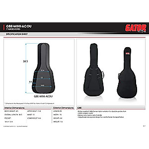 Gator Cases Foam Padded Gig Bag Fits Acoustic Guitars up to 38.5" Length (GBE-Mini-ACOU)