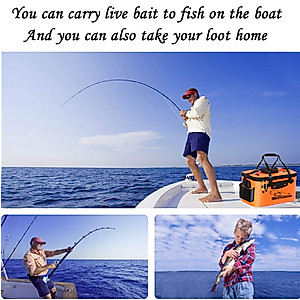 Fishing Bucket,Foldable Fish Bucket, Multi-Functional EVA Fishing Bag for Outdoor, Live Fish Lures Bucket and Fish Protection Bucket,10GAL/8GAL/6GAL/4.8GAL/3GAL Live Fish Container