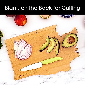 Totally Bamboo Destination Washington State Shaped Serving and Cutting Board, Includes Hang Tie for Wall Display