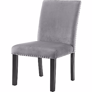 GTU Furniture 5Pc Dinning Square Table with Faux Marble Top and 4 Upholstered Grey Chairs Dining Room Set