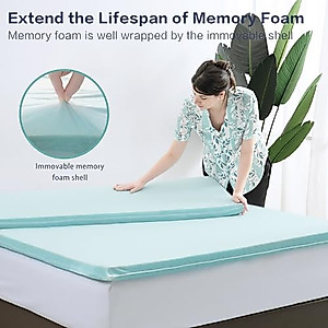 SOPAT 3 Inch Memory Foam Mattress Topper Queen Size 2 Inch Memory Foam Plus 1 Inch Down Alternative Pillow Top Mattress Pad Dual Layer Comfort & Support for Back Pain Relief (White, Dual Layer)