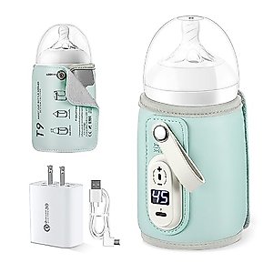 Baby Bottle Warmer, Baby Bottle Insulation Cover Bottle Warmer with 18W Quick Charge, Portable Bottle Warmer Adjustable Milk Warmer with Temperature Control, Baby Warmer Bottle for Home/Family Travel
