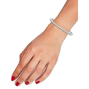 Shineadime 4MM Round Cut Cubic Zirconia Tennis Bracelet For Women 14K White Gold Over 925 Sterling Silver Size-7" Inch Bracelet (Clarity- VVS1, D-Color)