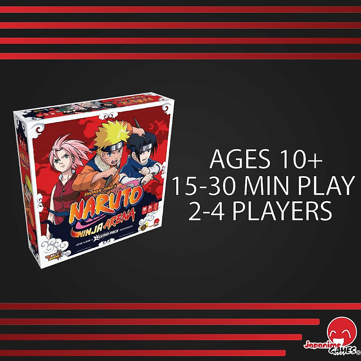 Japanime Games Naruto Ninja Arena Complete Set | from The Creator of 7 Wonders Duel | Epic Roll and Clash Ninja Action | 1-4 Players | Ages 10+ | 15-30 Min Play Time | Includes Bonus Characters