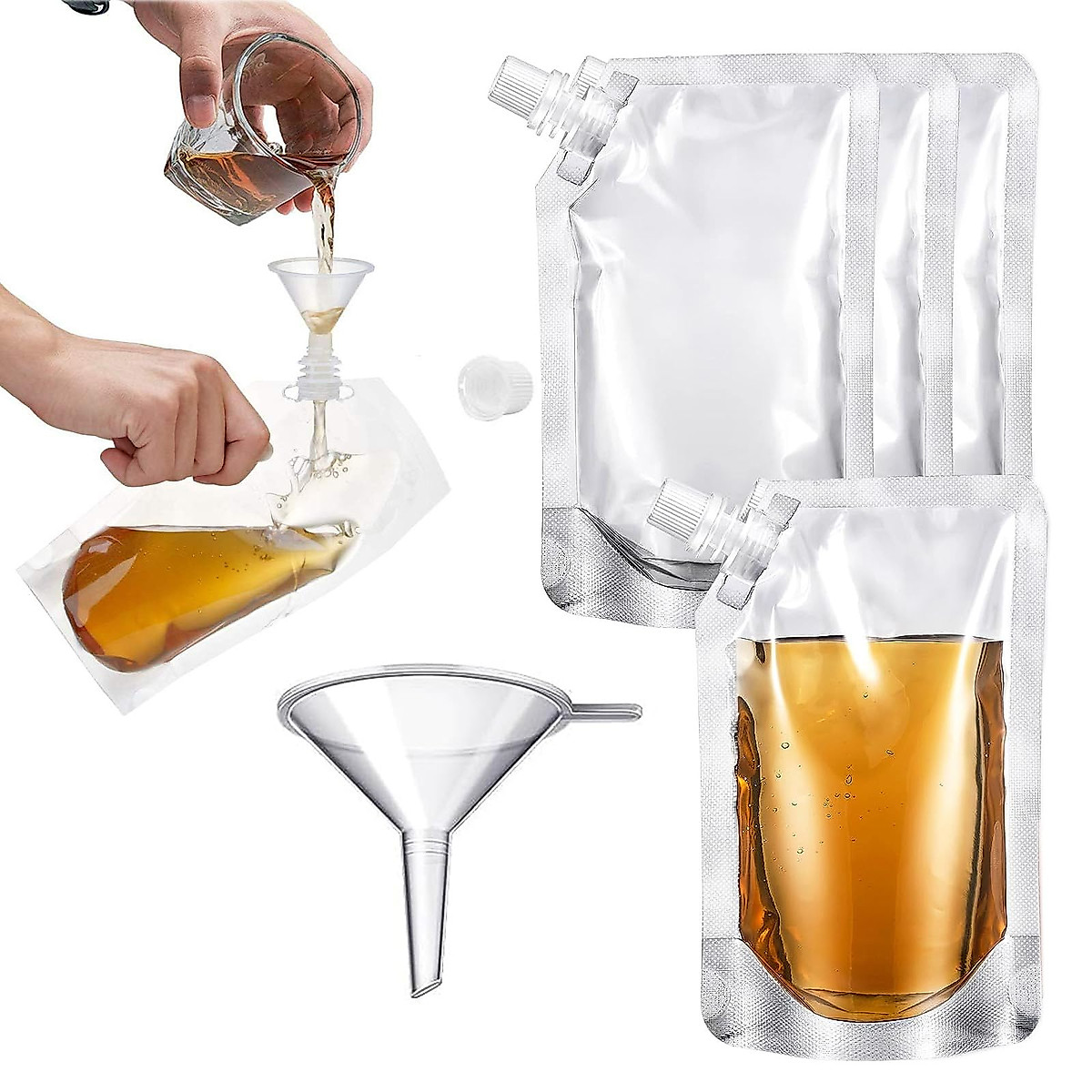 12Pcs Plastic Flask Pouches Cruise Pouch Reusable Sneak Travel Drinking Leak-Proof BPA-Free for Travel Outdoor Sports Concerts Events (12pcs:4 * 8oz, 4 * 4oz, 4 * 1.7oz)