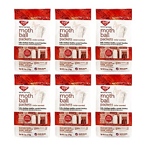 Enoz Moth Ball Packets, Kills Clothes Moths and Carpet Beetles, No Clinging Odor, Cedar Scented, 6 Oz (Pack of 6)