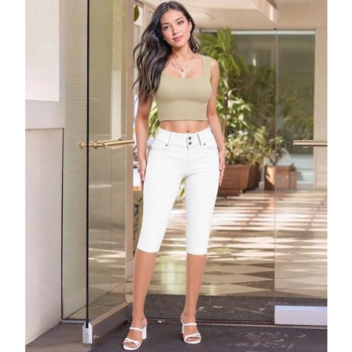 Hybrid & Company Women's Butt Lift V2 Super Comfy Stretch Denim Q43636SK White 7