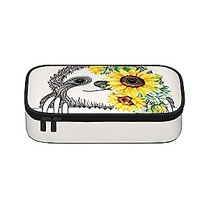 NiuKom Sloth Sunflower Pencil Case Pen Pouch Bag Marker Desk Organizer Pencil Holder with Zipper Big Capacity College Middle School & Office Supplies Stationery