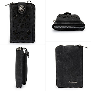 Montana West Crossbody Cell Phone Purse For Women Western Style Cellphone Wallet Bag Travel Size With Strap PHD-120BK