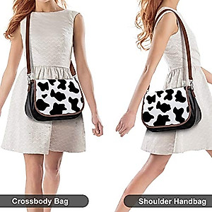 huizehonghong Animal Print Black And White Milk Cow Skin Printed Design Satchel Handbag for Women, Ultra Soft Leather Crossbody Bag, Shoulder Bag, Tote Purse
