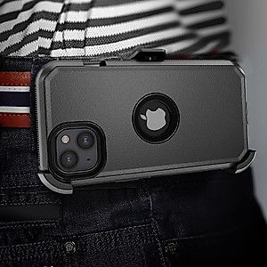 TASHHAR Phone Case for iPhone 14 Case,Heavy Duty Hard Shockproof Armor Protector Case Cover with Belt Clip Holster for Apple iPhone 14 6.1 5G 2022 Phone Case (Black)
