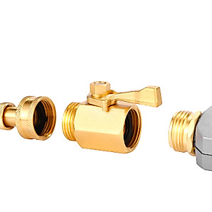 Sanpaint Super Heavy Duty 3/4" Brass Shut Off Valve Garden Hose Shut Off Valve Garden Hose Connector