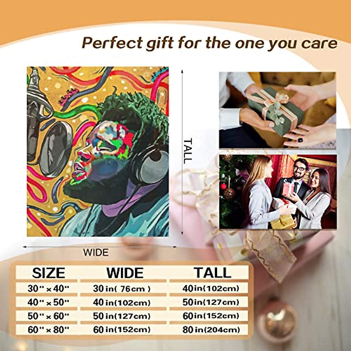 Blanket Rod Psychedelic Wave Ultra-Soft 30x40 Inch Flannel Blanket Throw Fuzzy Fleece Super Plush Soft Warm for Napping Couch Sofa Bed Chair Living Room