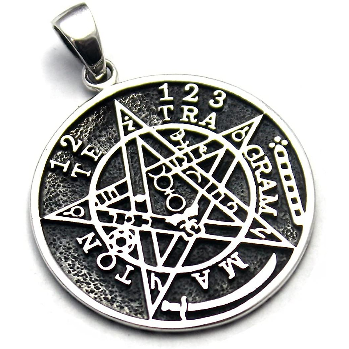 COSUMOSU 925 Sterling Silver tetragrammaton Pentacle Star Pendant Charm Eliphas Levi's Pentagram, Snake, smoke, Flower (Tetragrammaton L)