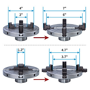 DEEFIINE 6 Inch Wood Lathe Chuck Set 1" x 8 tpi, Self Centering 4 Jaw Wood Turning Chuck