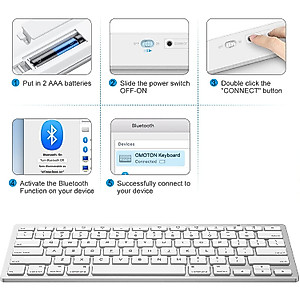 OMOTON Compact Wireless Bluetooth Keyboard for MacBook, iMac, Mac Mini - Compatible with Apple Laptops and Desktops