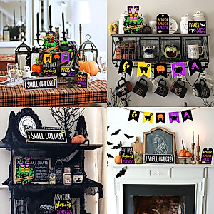 49PCS Halloween Tiered Tray Decor Farmhouse Rustic Tiered Tray Set 10Pieces Halloween Wooden Signs Halloween Decorations for Indoor Home Table Room Kitchen House, Tray Not Included