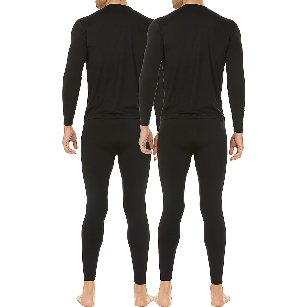 Thermajohn 2 Pack Thermal Underwear for Men Size 3XL V-Neck & Crew Neck Sets Black