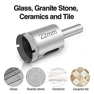 Rondarui Diamond Drill Bits Hole Saw Kit Diamond Drill Bit Set Hole Saw for Glass, Marble, Granite Stone, Bottles, Ceramics and Tile 1/4"-1-1/3" (6mm-35mm),12PCS
