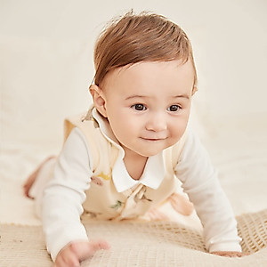 pureborn Baby Boys Girls Vest Halloween Sherpa Fleece Spring Waistcoat for Infant Boy Girl Beige Pumpkin 12-24 Months