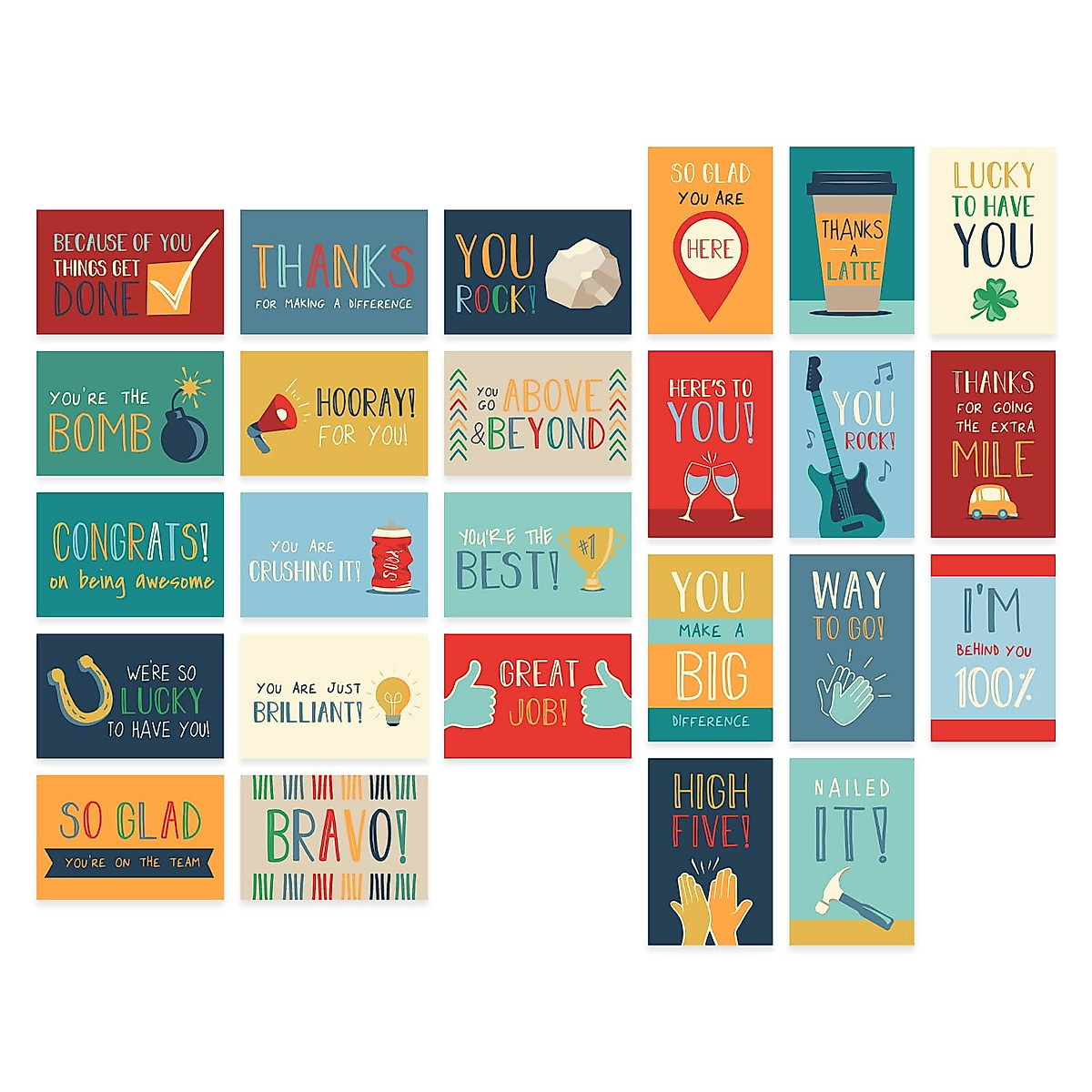 Canopy Street Large Workplace Appreciation Note Cards / 50 Encouragement Cards / 4" x 6" Flat Inspirational Cards With Blank Back / 25 Uplifting Designs/Made In The USA