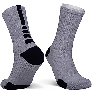 JHM Thick Protective Sport Cushion Elite Basketball Compression Athletic Socks, 5 Pairs #5, Shoe Sizes 6-13