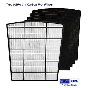 PUREBURG HP800 True HEPA Replacement Filter Set Compatible with Hunter HP800 Air Purifier, Replace Part H-HF800-VP H-PF800,H13 Activated Carbon Pre-Filter
