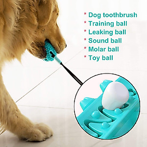 Guardians Dog Chew Toy with Suction Cup for Aggressive Chewers, Puppy Training Treats Food Dispensing Toothbrush Pet Teeth Cleaning Rope Toys for Dogs (Blue)