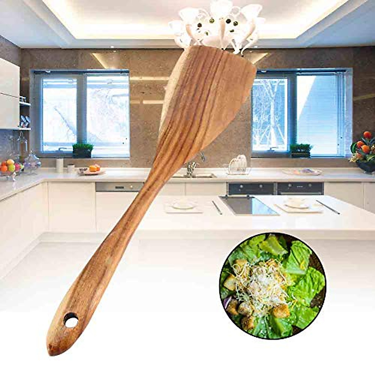 Spatula, Wooden Spatula Turner Fried Shovel Cooking Kitchen Utensils Shovel (31.5 * 7.5cm)