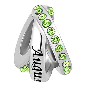 LovelyJewelry April Birthday Simulated Birthstone Charms for Snake Chain Bracelets (August)