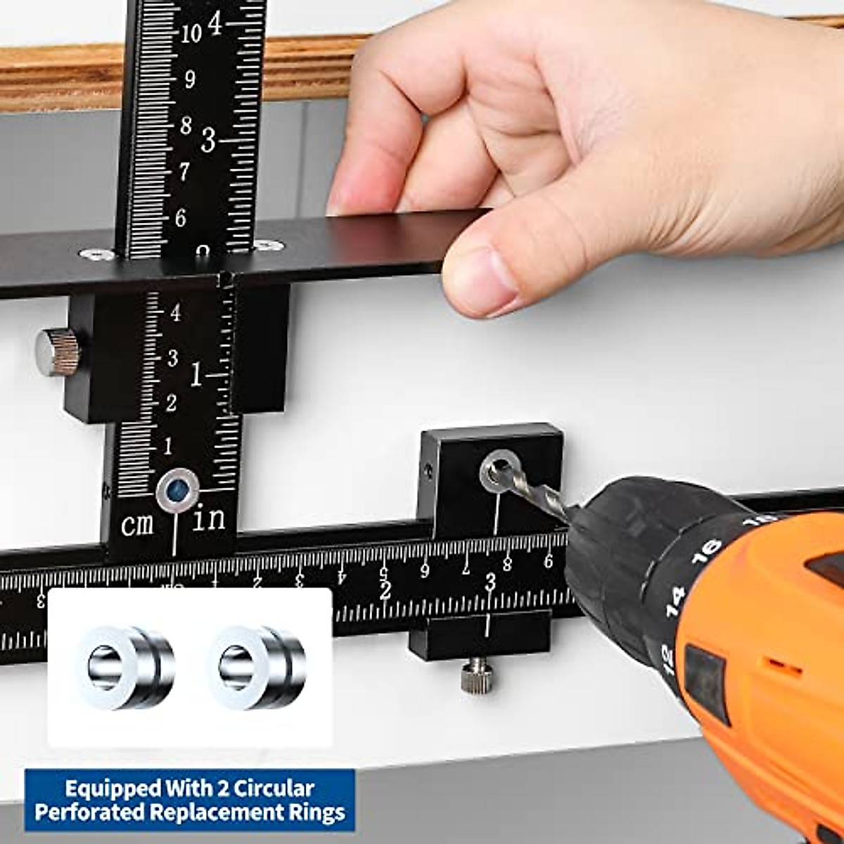 Raynesys Aluminum Alloy Cabinet Hardware Jig, Punch Locator Cabinet Drawer Drilling for Easy Installation, Adjustable Drill Guide for Door & Drawer Front Handles Punch Locator, Black