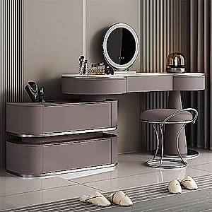 ZGNBSD Vanity Set - Luxury Makeup Table with Smart Mirror, Storage, and Vanity Chair - Premium Solid Wood Bedroom Vanity for Her