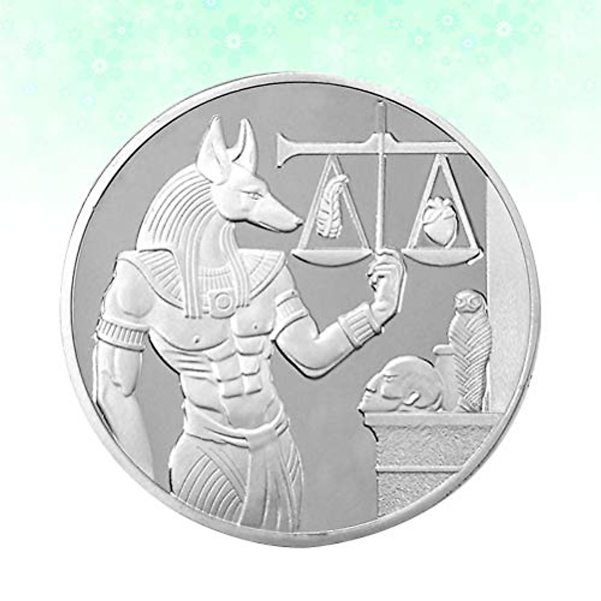 TENDYCOCO Anubis Coin Egyptian God Challenge Coin Commemorative Art Coin Collection Iron Souvenir Craft Gift Toy (Silver)