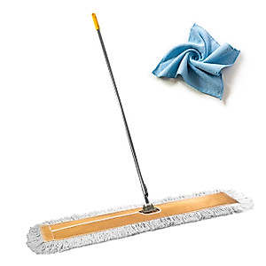 Venmark Commercial Dust Mop – 48” Floor Sweeper for Tiles, Hardwood, and Laminate Floors, with Aluminum Broom Handle, Reusable Duster Head - Complete with Cleaning Cloth