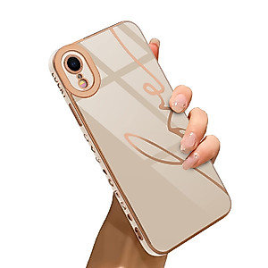 Bonoma Compatible with iPhone XR Case Love Letter Graphic Plating Electroplate Luxury Elegant Case Camera Protector Soft TPU Shockproof Protective Back Cover iPhone XR Case -White