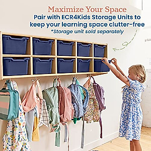 ECR4Kids Scoop Front Storage Bins, Multipurpose Organization, Navy, 10-Piece