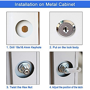 Fosiya 5 Pack 7/8" Inch Zinc Alloy Premium Cabinet Cam Locks, Alike Keyed Cam Lock Set, Secure Files Drawers Mailbox RV Camper Door Tool Box