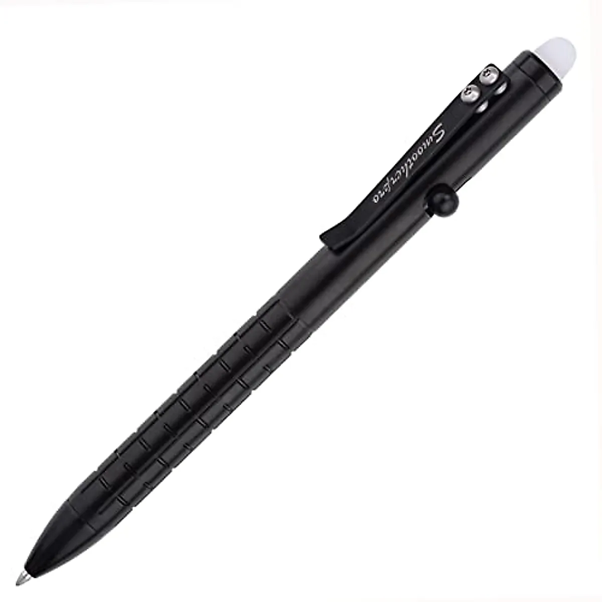 SMOOTHERPRO Erasable Bolt Action Pen Compatible with Pilot FriXion Refill Stainless Steel Pocket Clip Refillable Retractable Pen for Office School Calligraphy Practice Black (SAF150)
