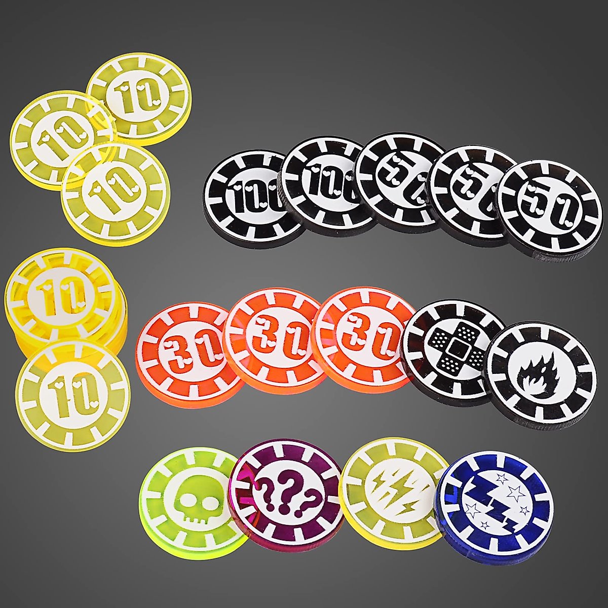 CZYY Damage and Status Counters Set of 24 Acrylic Effect Tokens Combatible with TCG