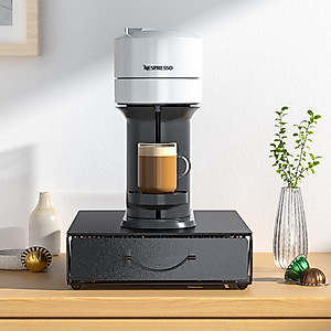 HFHOME Coffee Pod Holder Compatible with 50 VertuoLine, Coffee Capsules Drawer for 40 K Cup, Metal Pod Storage Drawer Organizer for Vertuo Capsules for Home Office Counter