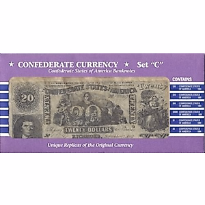 Historical Documents Confederate Currency Set: 25 Replica Notes (Set A, B, C, & D) - Civil War Era Currency Replica Set - Adults - Small - Unisex - Paper - No Assembly Required