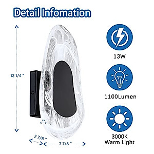 DOCIUEON Dusk to Dawn LED Indoor Outdoor Wall Lights, Modern Exterior Wall Sconce Porch Light Fixture,13W 1000Lumen 3000K Outside Lights for House Front Doorway Garden Hallway Patio (1 Pack)